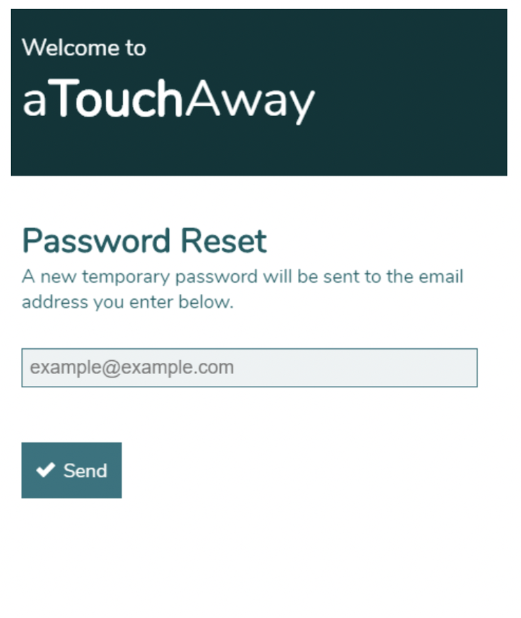 How do I reset my aTouchAway® solution password?